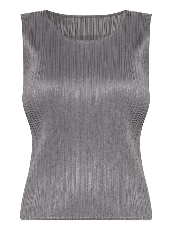 Issey Miyake Pleated Sleeveless Top - Grey