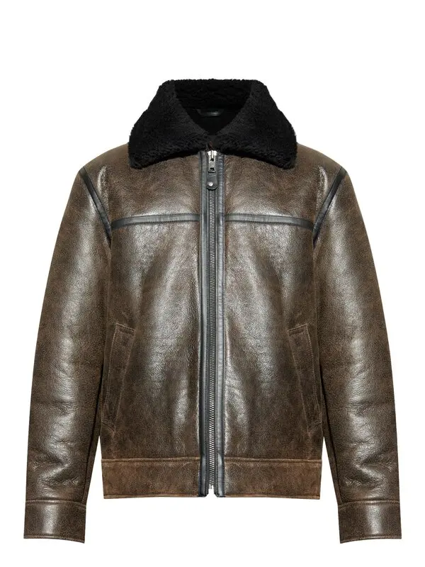 SAMSØE SAMSØE Sheepskin Bomber Jacket - Brown