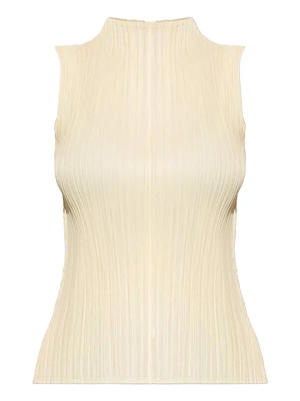 Issey Miyake Pleated Sleeveless Top - Cream