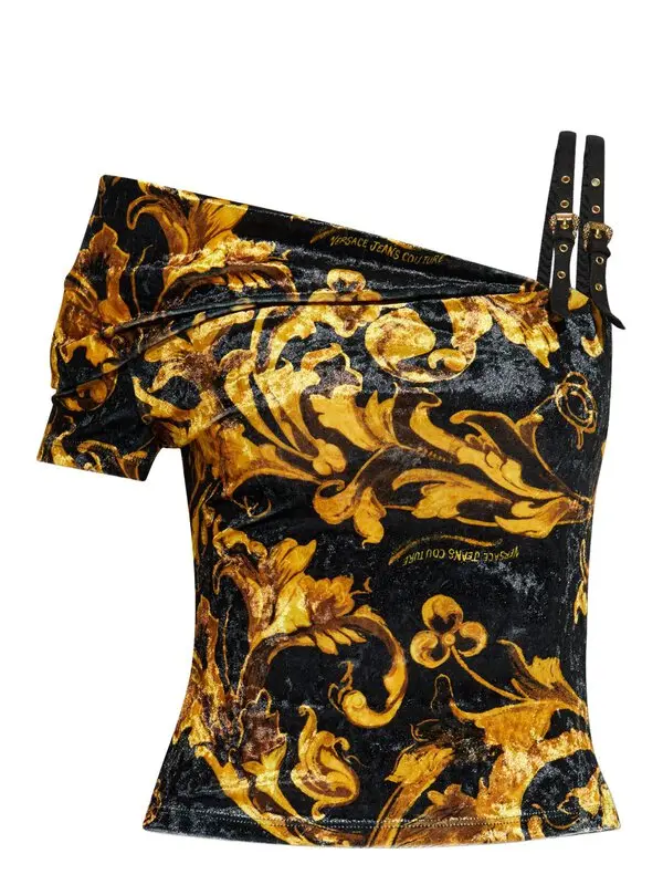 Versace Velvet Off-shoulder Top - Yellow