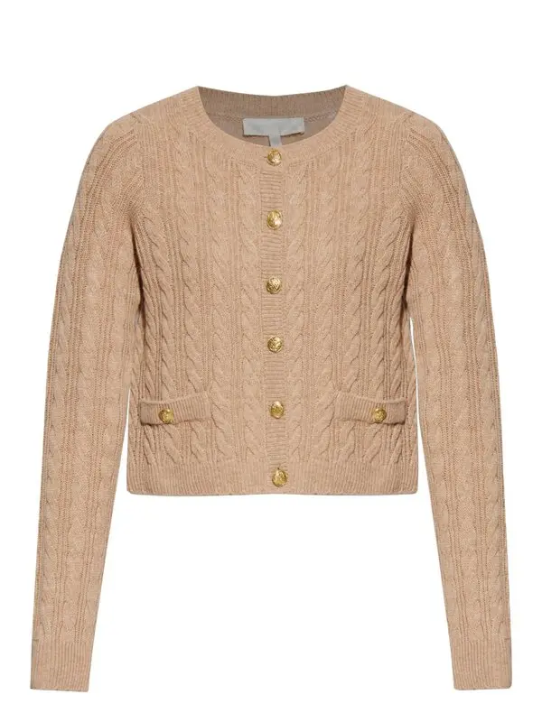 LoveShackFancy Eugenie Cable Knit Cardigan - Beige