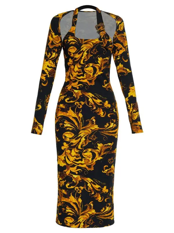 Versace Barocco Print Dress - Yellow