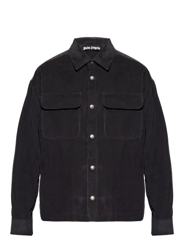 Palm Angels Corduroy Shirt With Pockets - Navy Blue