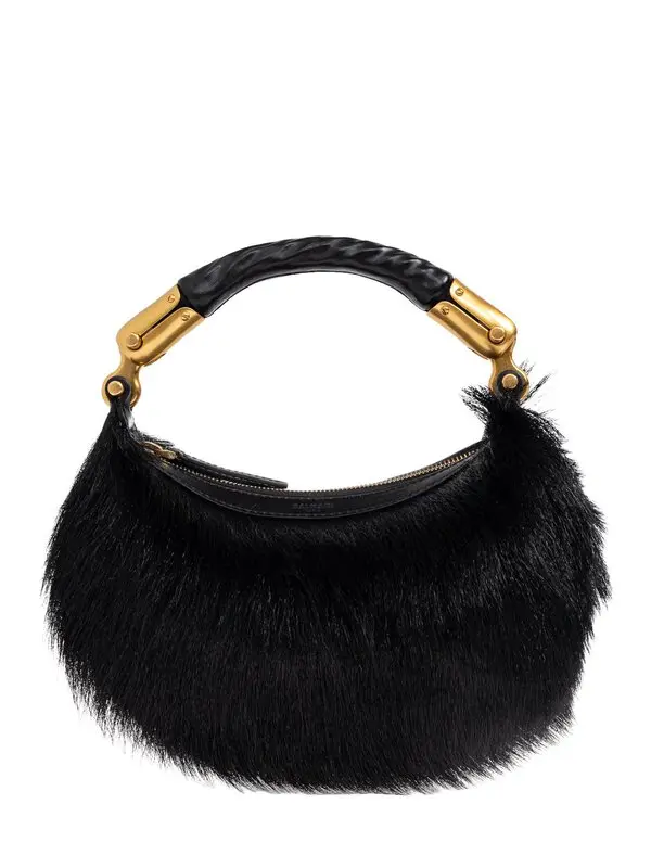 Balmain Faux Fur Handbag - Black