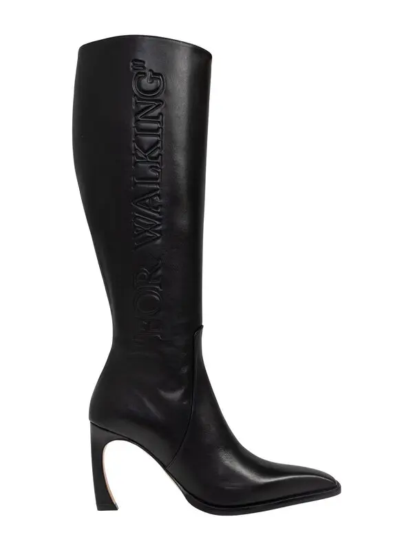 Off-White Heeled Knee High Boots - Black