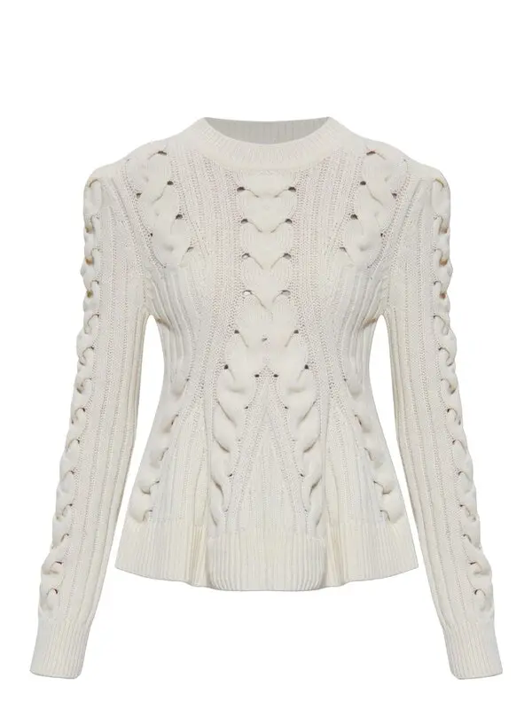 Alexander McQueen Turtleneck Peplum Sweater - Cream