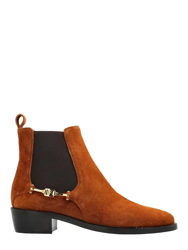 FERRAGAMO F-buckle' Leather Ankle Boots - Brown