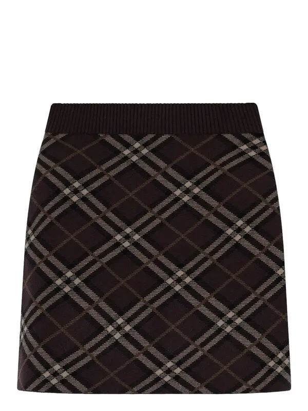 Burberry Ginny A-line Knit Mini Skirt - Brown