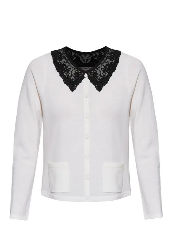 LoveShackFancy Cardigan With Lace Collar - Cream