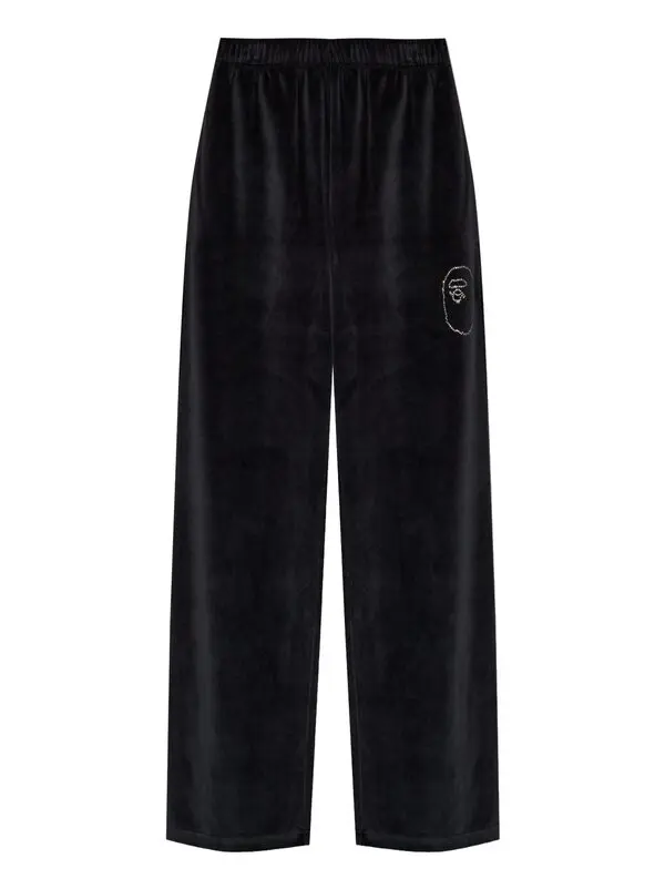 A BATHING APE Velour Wide Leg Sweatpants - Black