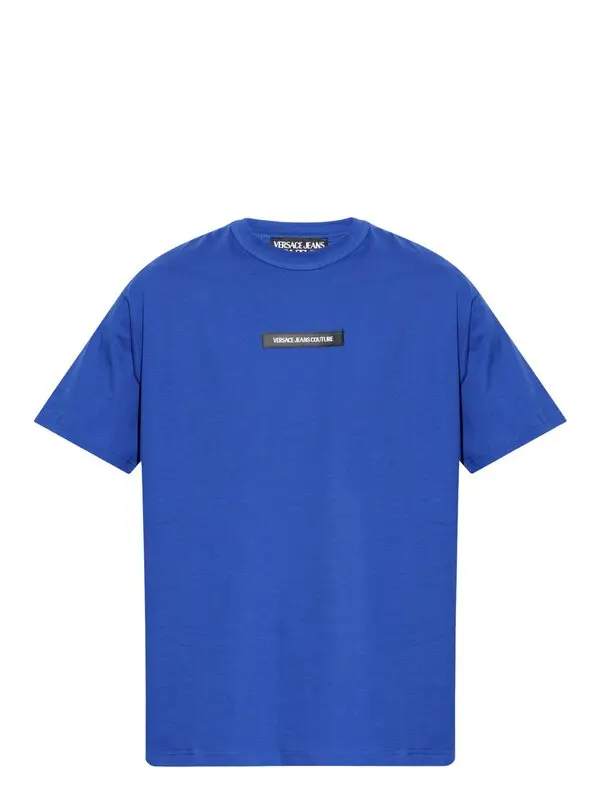 Versace T-shirt With Logo Patch - Blue