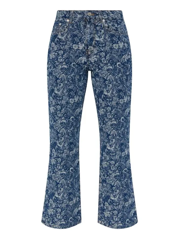 GANNI Jacquard Bootcut Jeans - Blue