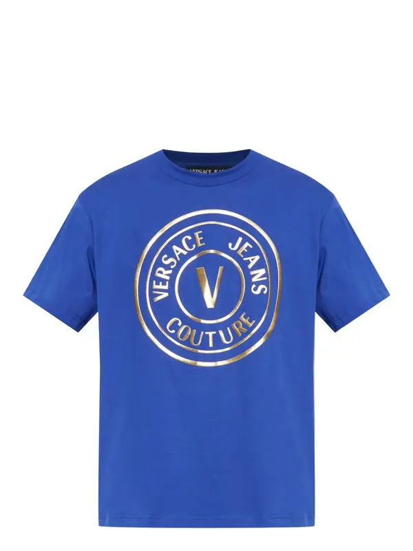 Versace T-shirt With Printed Logo - Blue