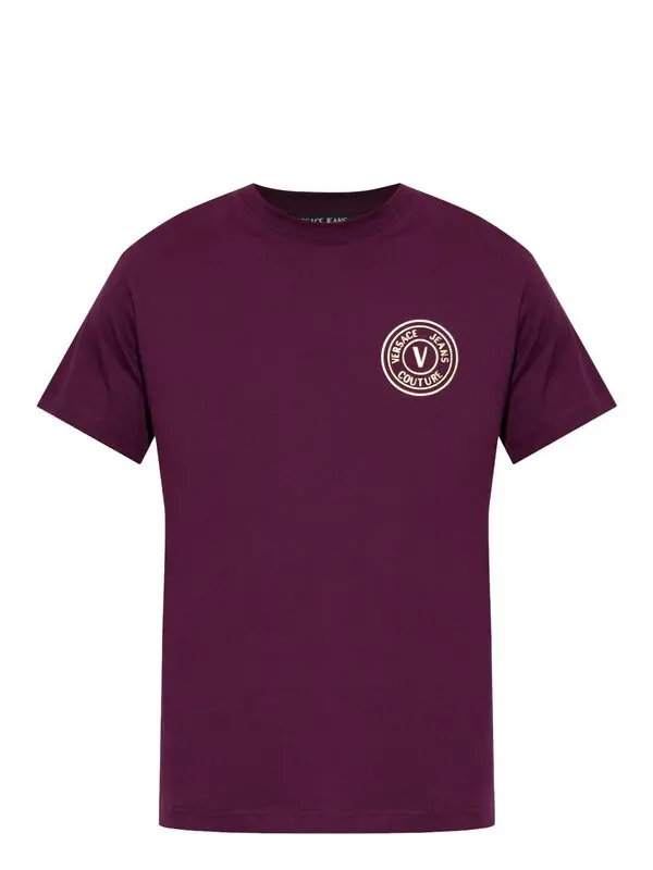 Versace T-shirt With Printed Logo - Purple