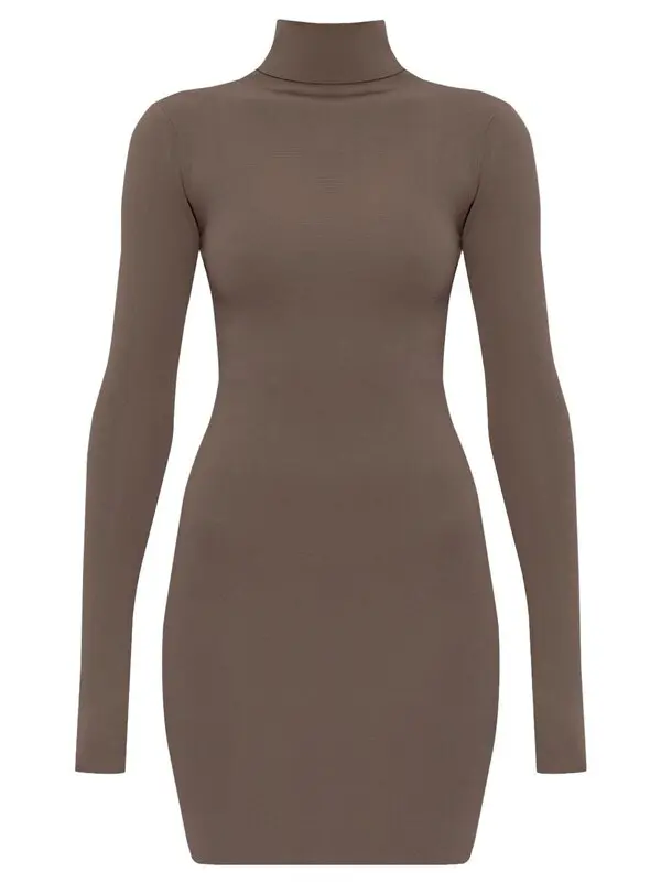 ENTIRE STUDIOS Turtleneck Bodycon Mini Dress - Brown