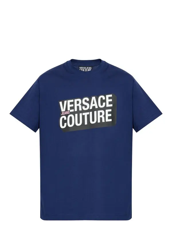 Versace T-shirt With Print - Navy Blue