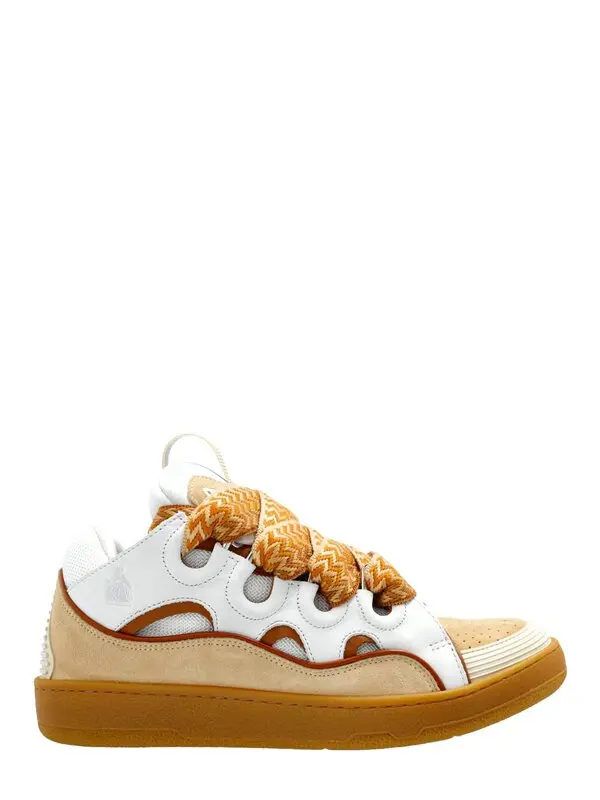 LANVIN Curb Leather Sneakers - Beige