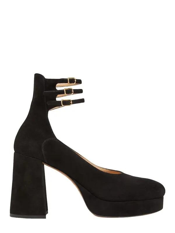Chloé Loti Suede Platform Block-heel Pumps - Black