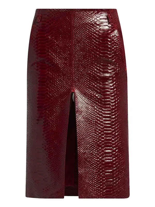 TOM FORD Snake-effect Leather Midi Skirt - Er452 Ruby