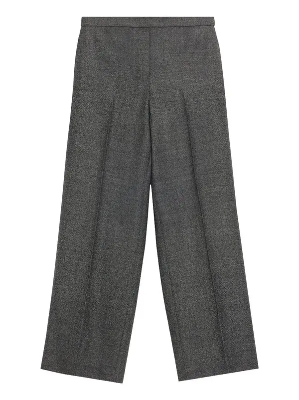 Theory Wide Leg Wool Trousers - Pepper Mul