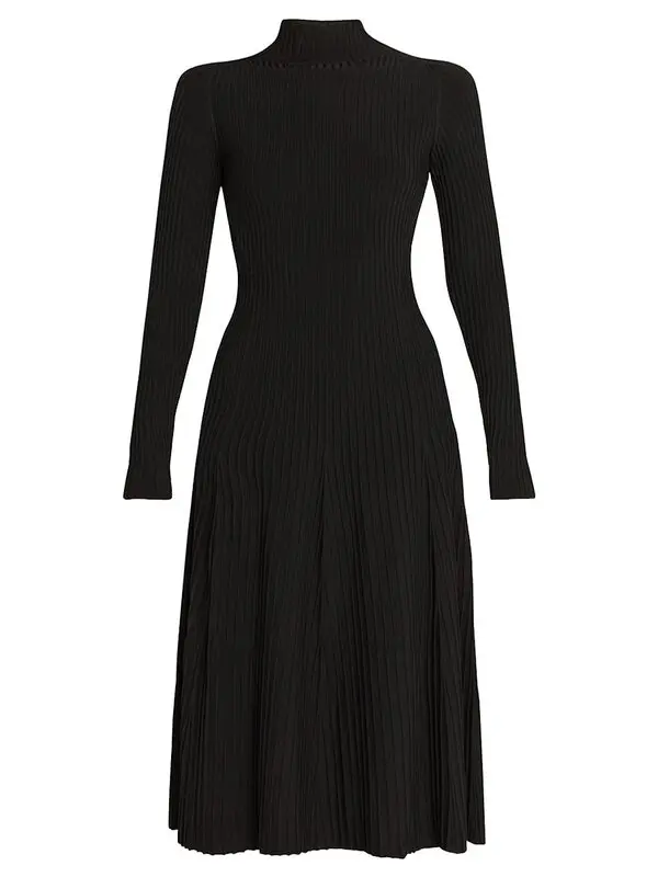 Adam Lippes Tabitha Turtleneck Ribbed Maxi Dress - Black