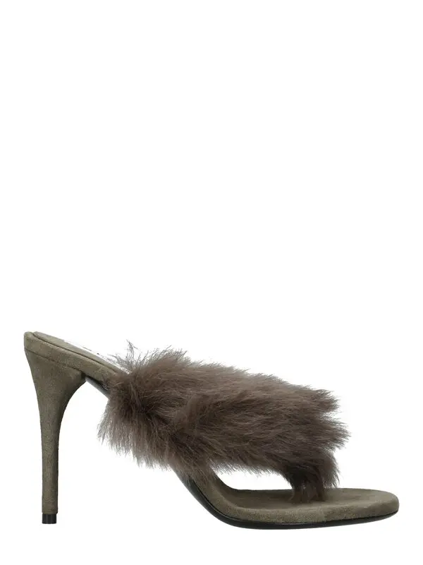 Alaïa Shearling Thong Heeled Mules 90 - Brown