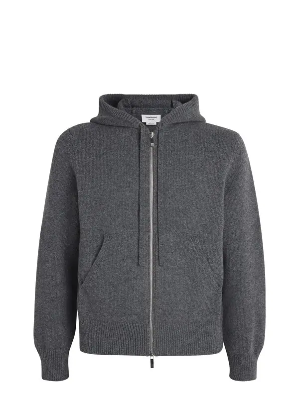 Thom Browne Merino Wool Geese Zip-up Hoodie - Grey