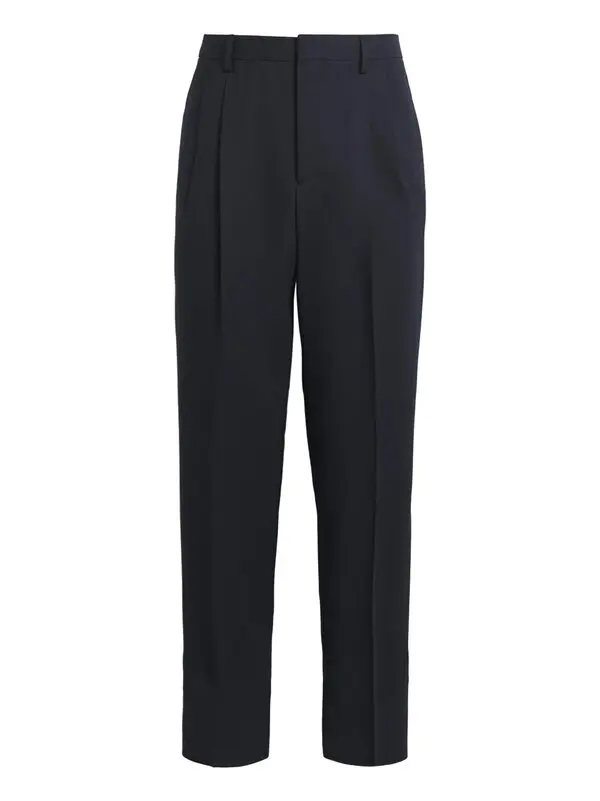 LARDINI Virgin Wool Pleated Trousers - Navy