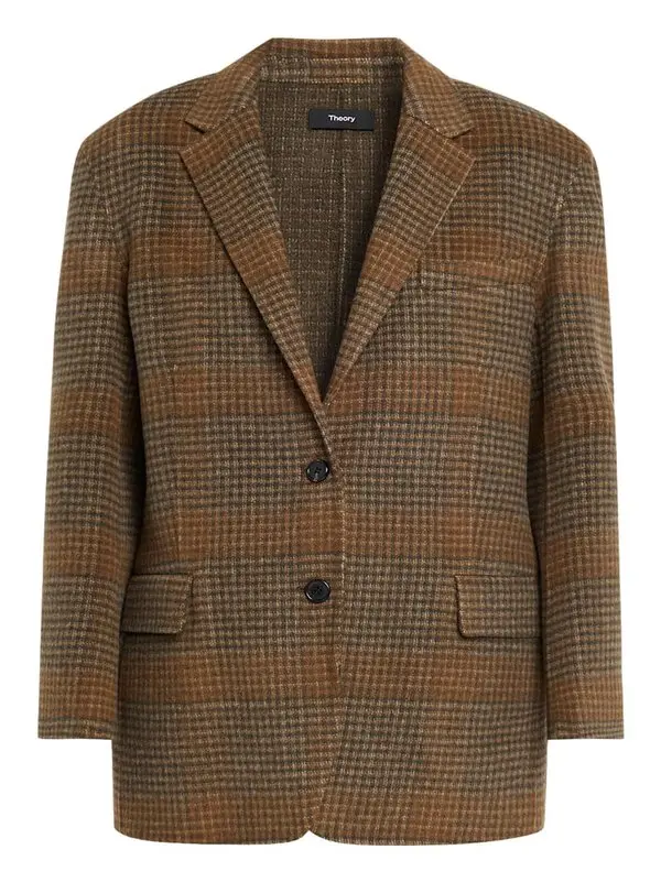 Theory Oversized Plaid Cashmere-wool Jacket - Brassmulti