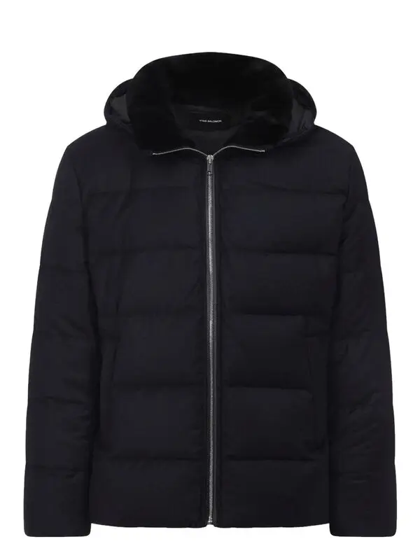 YVES SALOMON Down Jacket With Mink Fur Trim - Blue