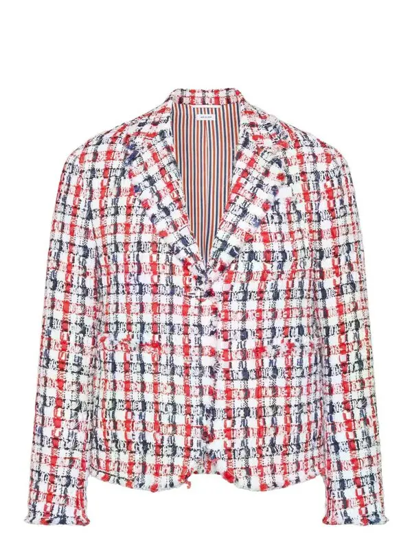 Thom Browne Gingham Checks Tweed Blazer - Red