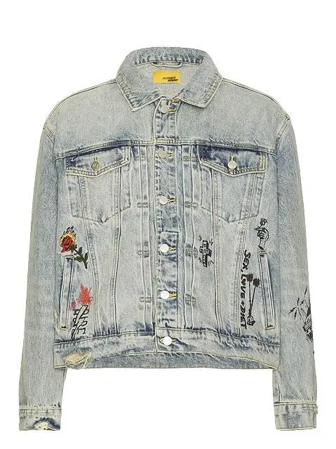 DIET STARTS MONDAY Doodle Trucker Jacket - Indigo