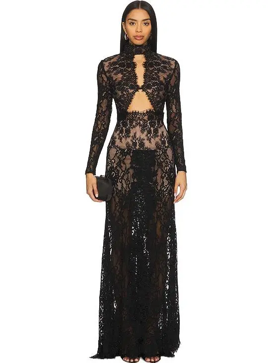 BRONX AND BRONCO Eleanor Lace Gown - Black
