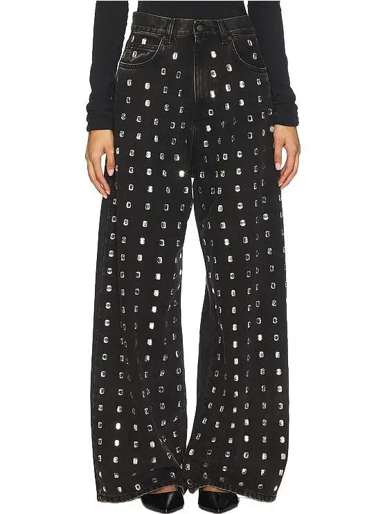 Giuseppe Di Morabito Embellished Wide Leg Jean - Black Denim