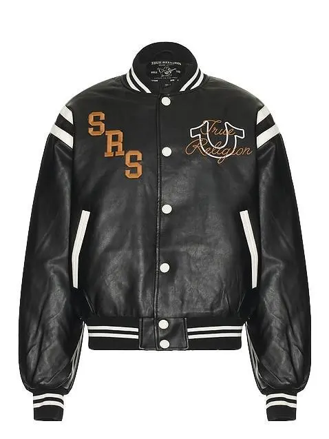True Religion Retro Varsity Jacket - Jet Black