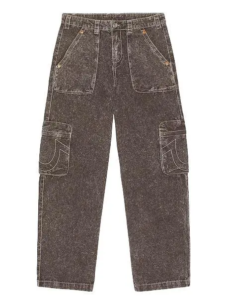 True Religion Big T Fashion Cargo Pant - Brown Acid Wash