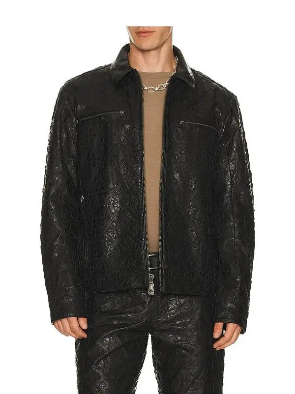 AFFLICTION Quilted Cross Leather Jacket - Black