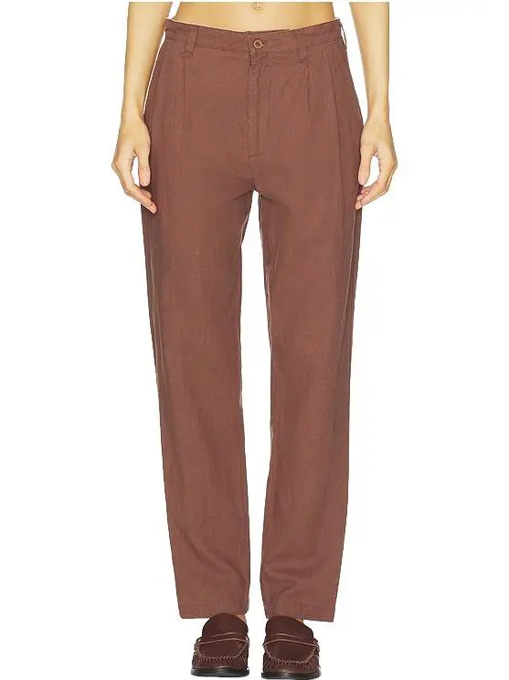 QUIET GOLF Heritage Pleated Linen Pants - Brown