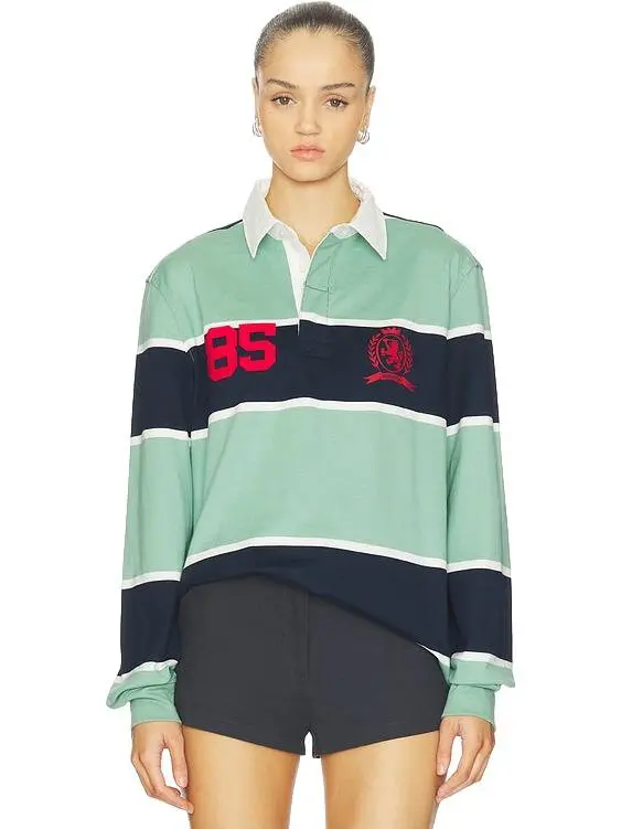 Tommy Hilfiger Stripe Rugby Top - Cloudy Jade