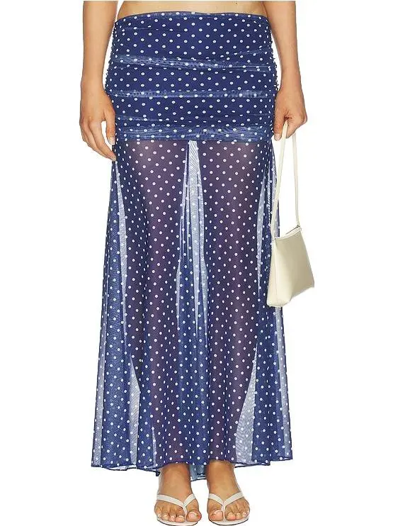 Amanda Uprichard Leo Skirt - Navy Polka Dot