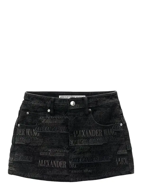 Alexander Wang Logo-embroidered Denim Shorts - Black