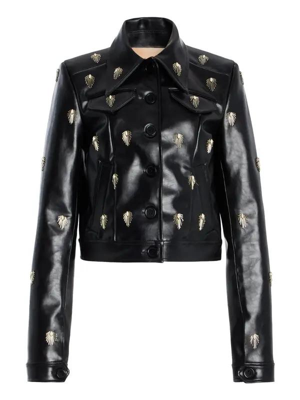 CUCCULELLI SHAHEEN Embroidered Leather Jacket - Black