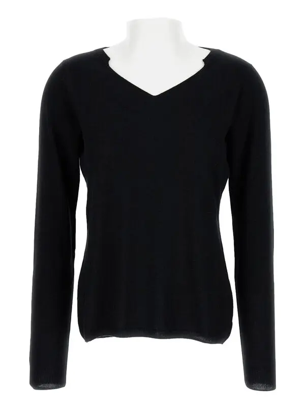 HIRA X BIFFI V-neck Long-sleeve Sweater - Black