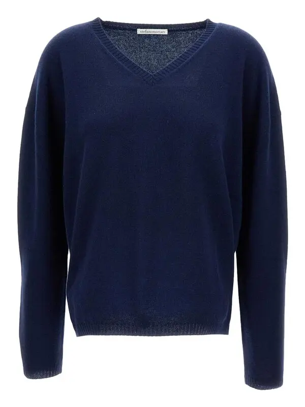 STEFANO MORTARI Cashmere V-neck Pullover - Blue