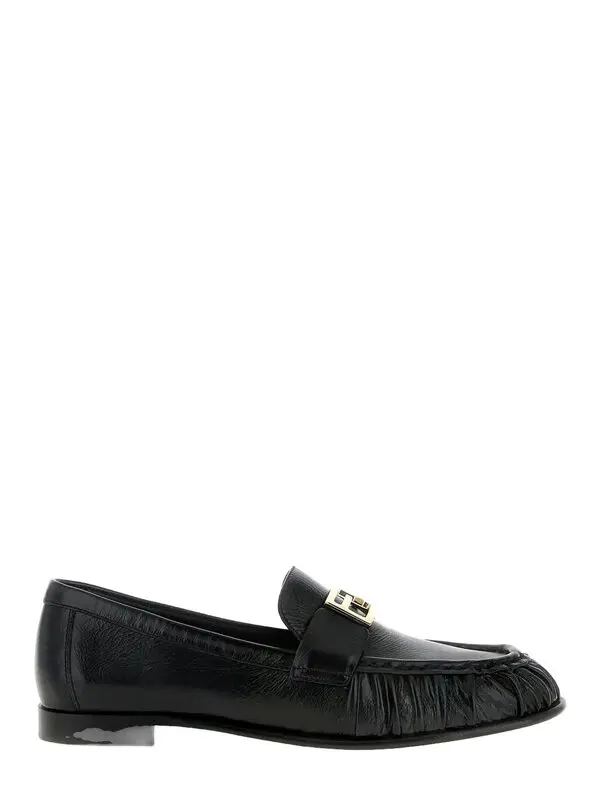 Fendi Curled Tray Baguette Loafers - Black
