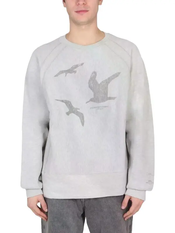 Engineered Garments Bird-print Crew-neck Sweatshirt - Grey