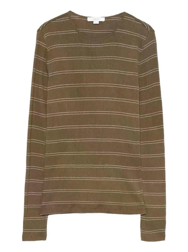 Vince Striped Long Sleeve Top - Brown