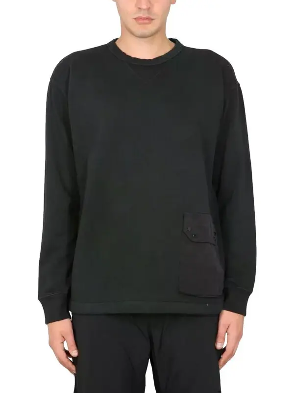 TEN C Pocket Detail Crew-neck Sweatshirt - Black