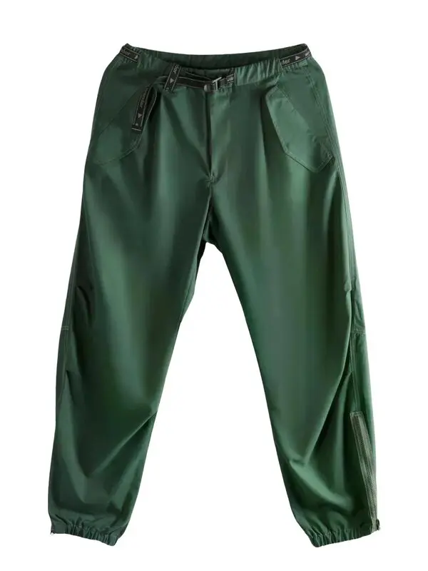 AND WANDER Belted-waist Track Pants - Green