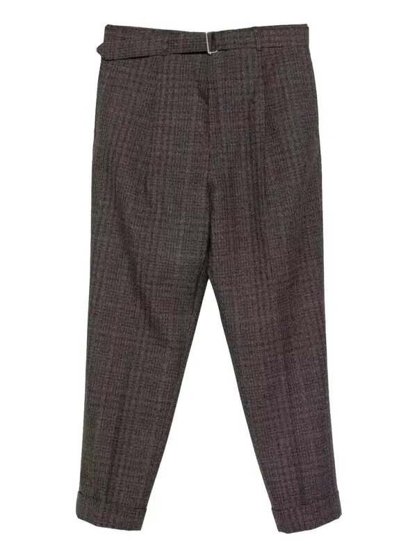 Officine Générale Belted Check Trousers - Brown